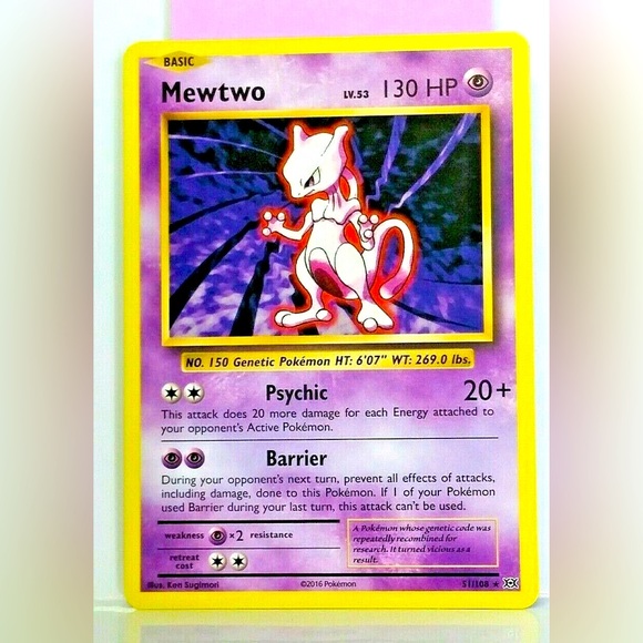Nintendo | Toys | Level 53 Mewtwo No 5 Genetic Pokmon Ht 607 Wt 2690 ...